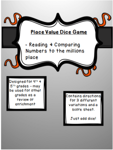 Free Dice Place Value Game- Designed for 4th and 5th grades. – For ...