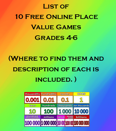 Free Place Value Online Math Games – Grades 4-6; Games with links and ...